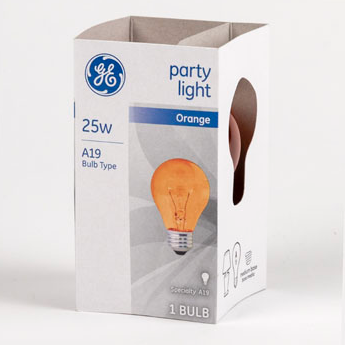 GE Incandescent Party Bulb A19 25W Orange - Party Central